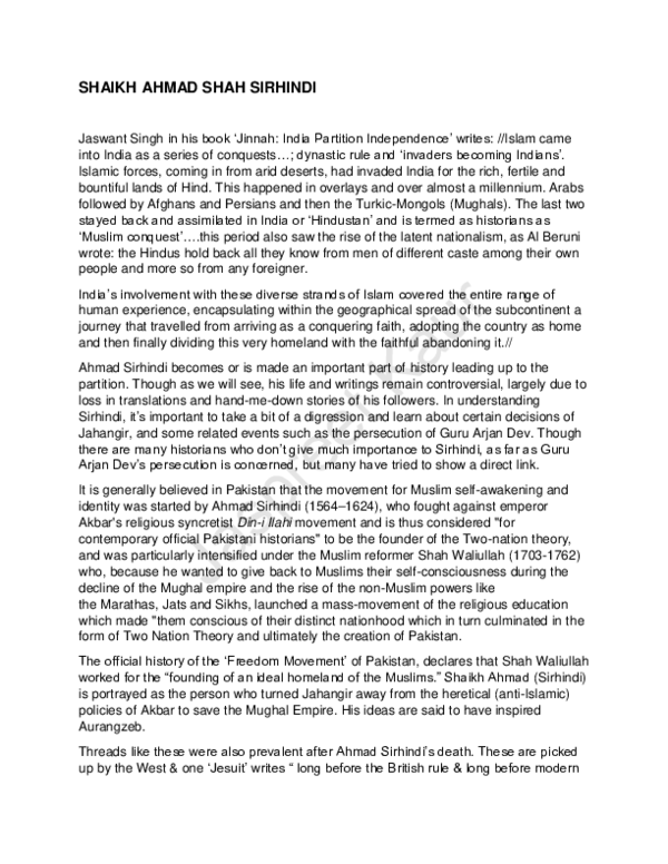 (PDF) SHAIKH AHMAD SHAH SIRHINDI