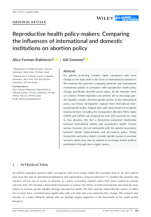 (PDF) Reproductive health policy-makers: Comparing the influences of ...