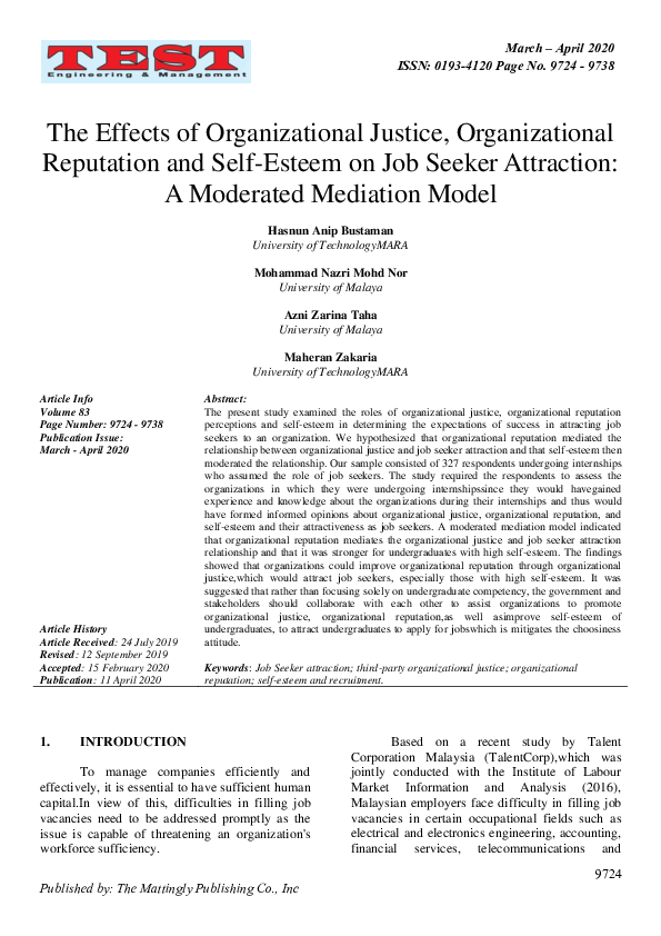 (PDF) The Effects of Organizational Justice, Organizational Reputation ...