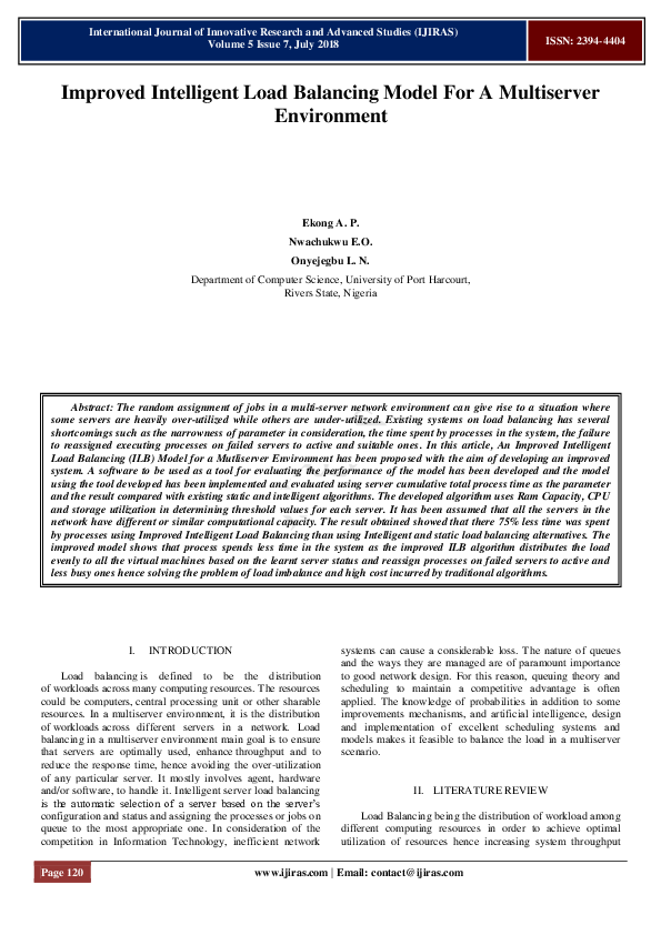 (PDF) Improved Intelligent Load Balancing Model For A Multiserver ...