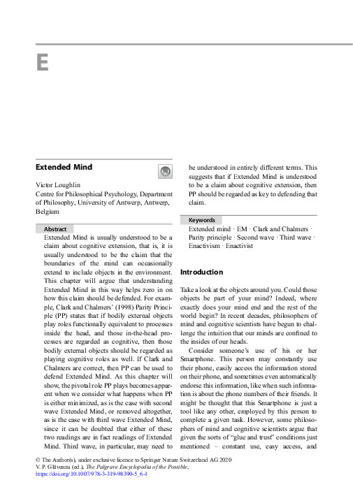 (PDF) Extended Mind