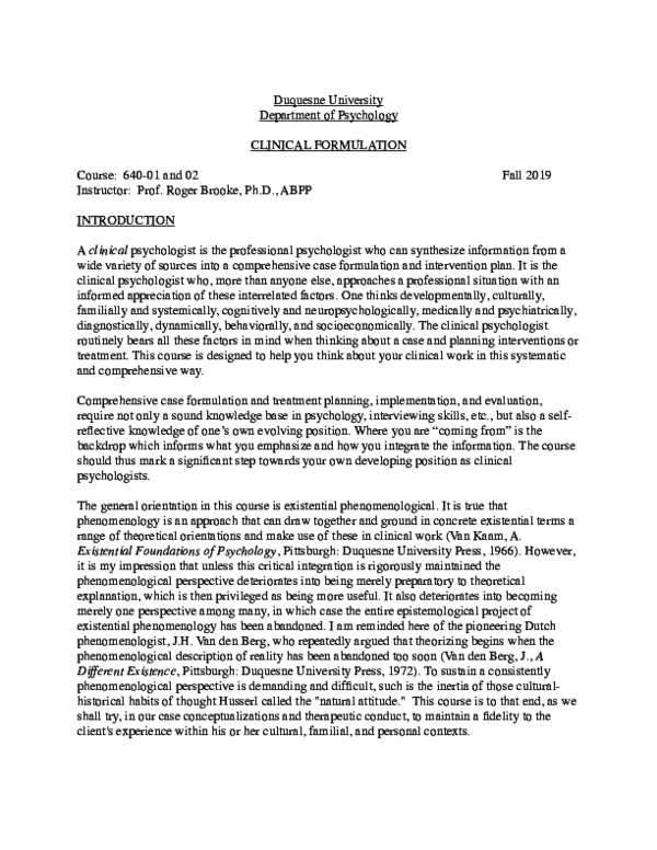 (PDF) Clinical Formulation (fall 2019)