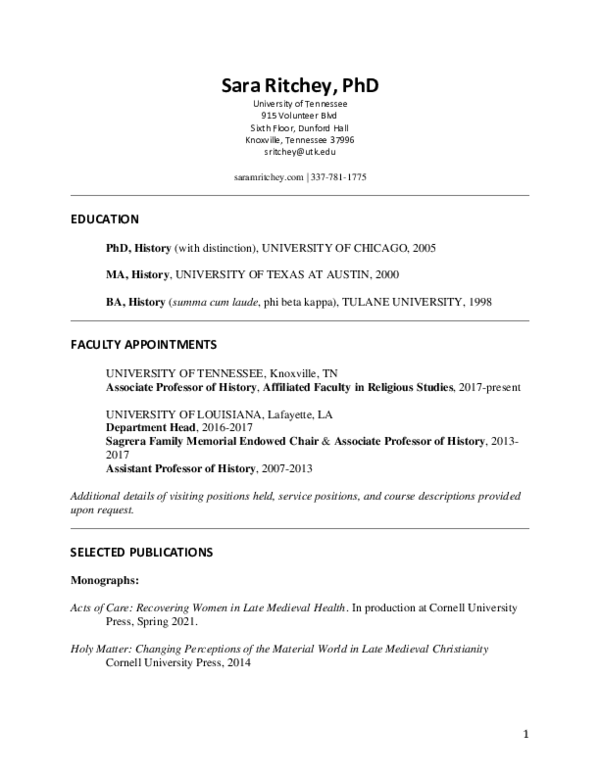 (PDF) Sara Ritchey.CV