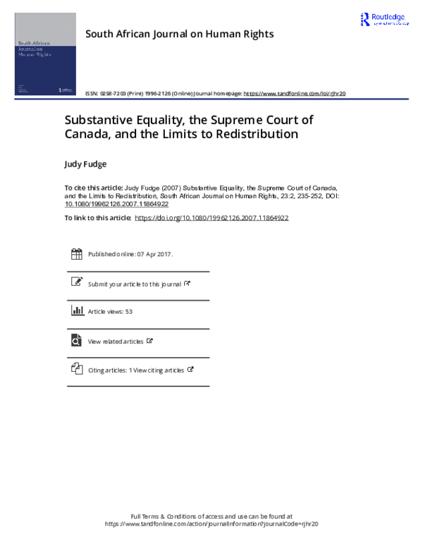 (PDF) Substantive Equality, the Supreme Court of Canada, and the Limits ...