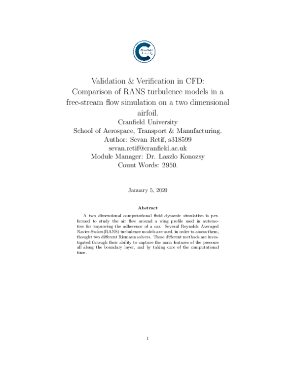 (PDF) Comparison of RANS turbulence models