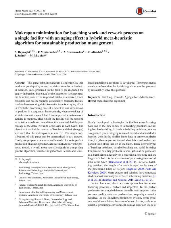 Pdf Makespan Minimization For Batching Work And Rework Process On A Single Facility With An