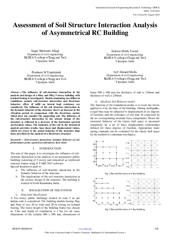 (PDF) IJERT-Assessment of Soil Structure Interaction Analysis of Asymmetrical RC Building