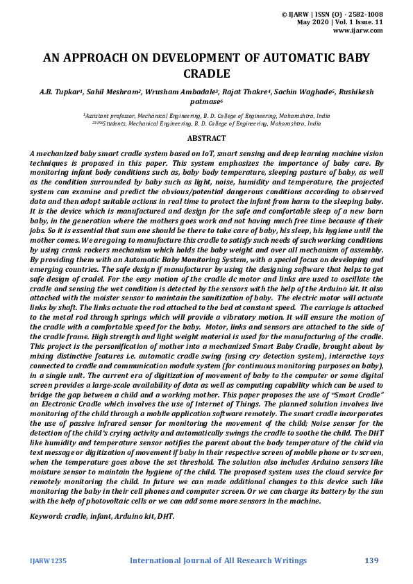 (PDF) AN APPROACH ON DEVELOPMENT OF AUTOMATIC BABY CRADLE