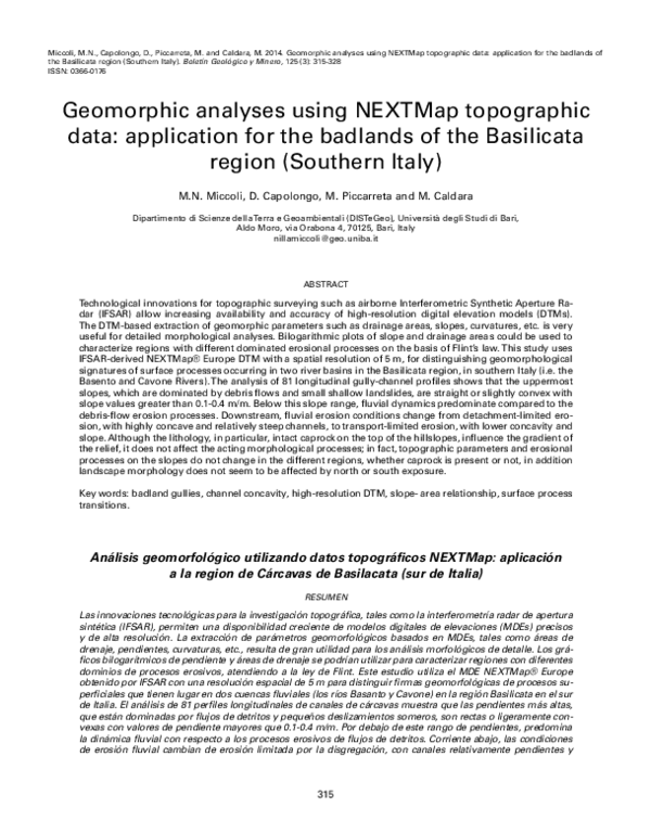 (PDF) Geomorphic analyses using NEXTMap topographic data: application for the badlands of the ...