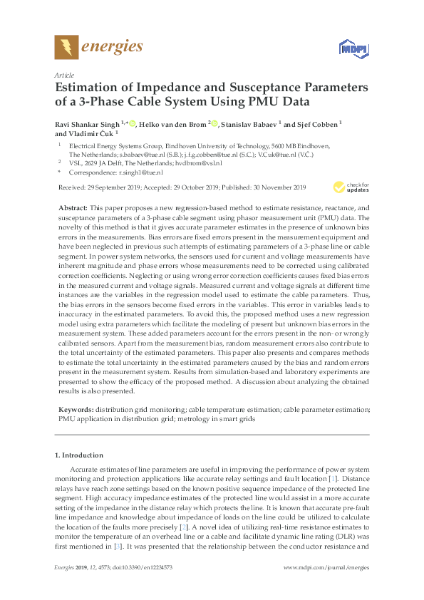 (PDF) Estimation of Impedance and Susceptance Parameters of a 3-Phase ...