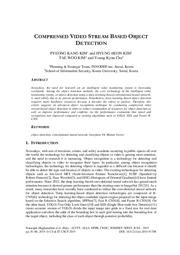 Pdf Compressed Video Stream Based Object Detection