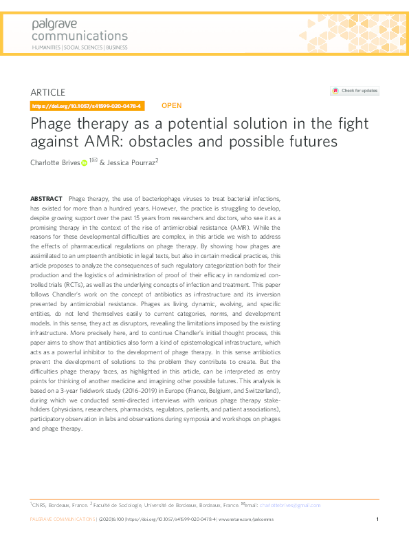 (PDF) Phage therapy as a potential solution in the fight against AMR ...