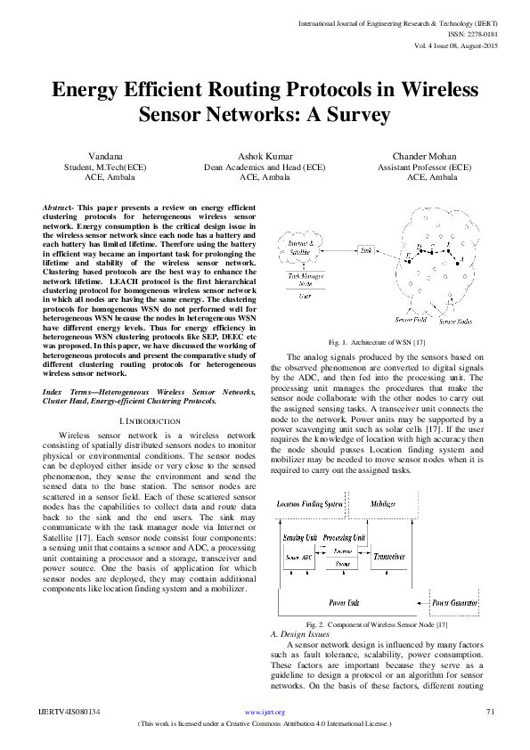 Pdf Ijert Energy Efficient Routing Protocols In Wireless Sensor