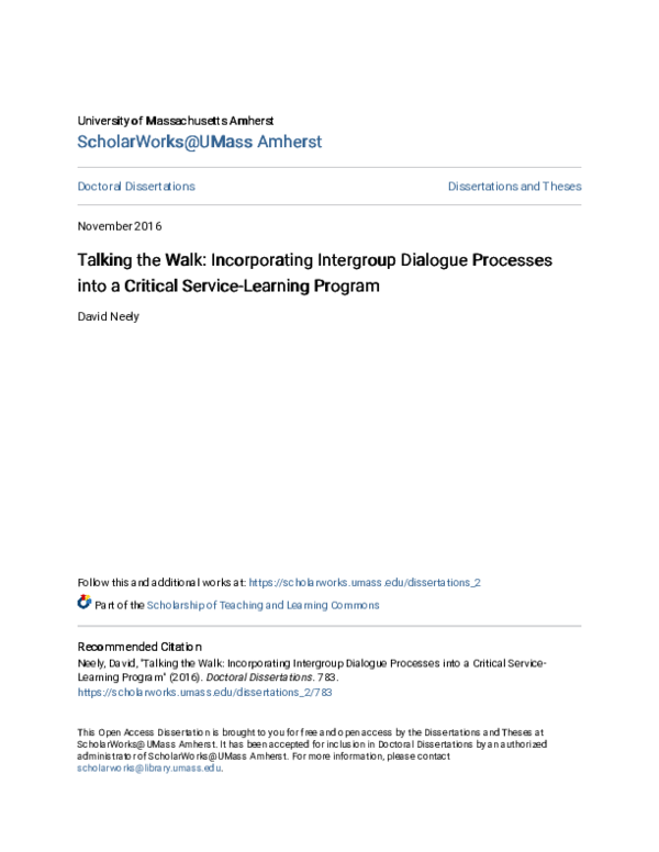 (PDF) Talking the Walk: Incorporating Intergroup Dialogue Processes ...
