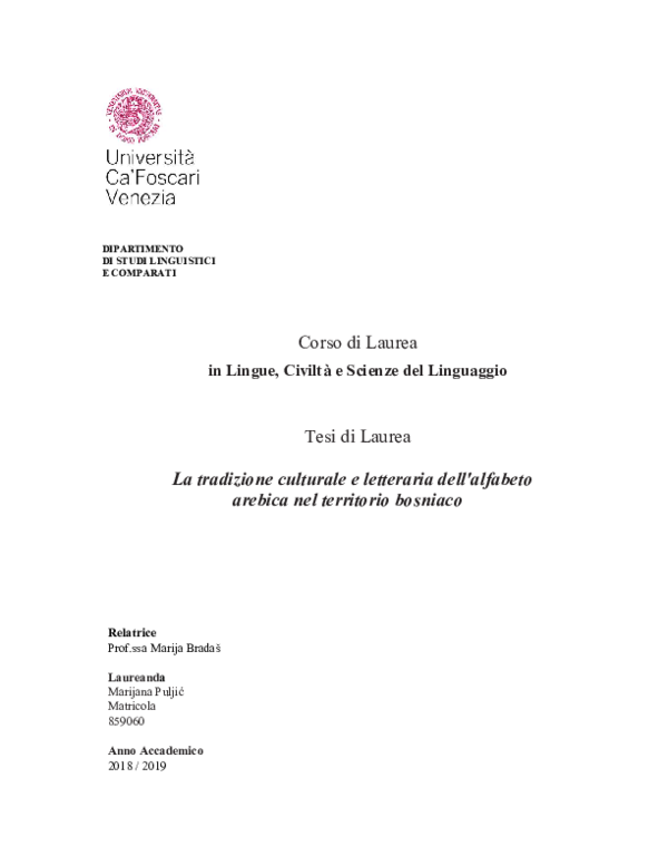(PDF) La tradizione culturale e letteraria dell'alfabeto arebica nel ...