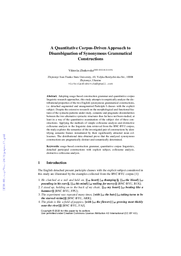 Pdf A Quantitative Corpus Driven Approach To Disambiguation Of 4642
