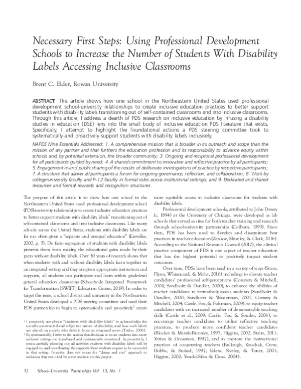 (PDF) Necessary first steps: Using Professional Development Schools ...