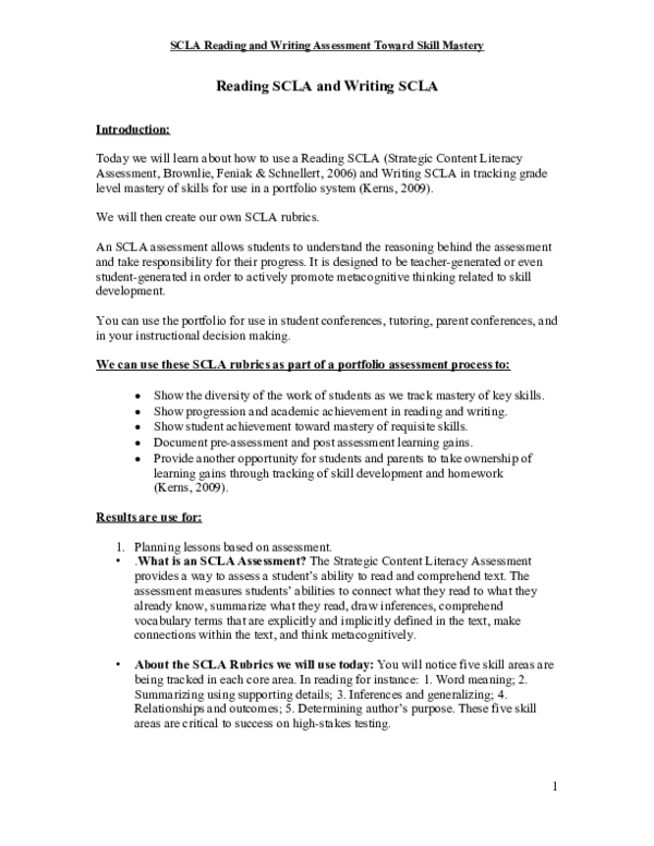 (DOC) Scla overview and training