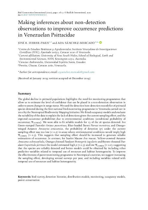 (PDF) Making inferences about non-detection observations to improve ...