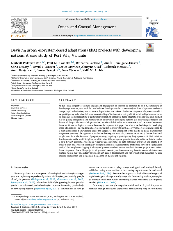 (PDF) Devising urban ecosystem-based adaptation (EbA) projects with ...