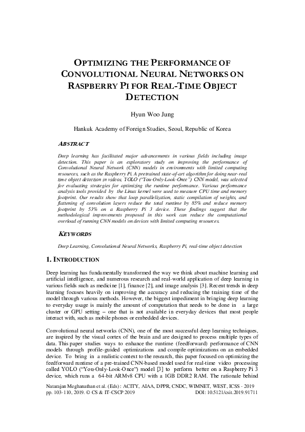Pdf Optimizing The Performance Of Convolutional Neural Networks On Raspberry Pi For Real Time 5999