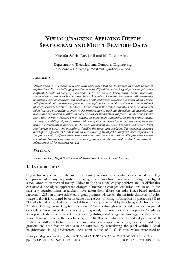 Pdf Visual Tracking Applying Depth Spatiogram And Multi Feature Data