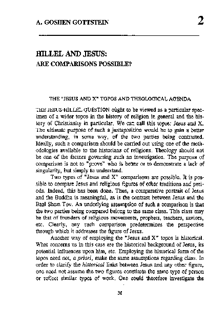 (PDF) Alon Goshen-Gottstein, “Hillel and Jesus: Are Comparisons ...