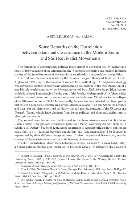(PDF) Some Remarks on the Correlation between Islam and Governance 1 ...