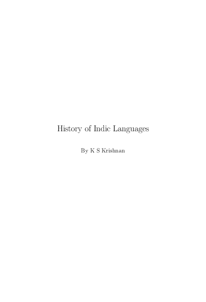 (PDF) History of Indic Languages