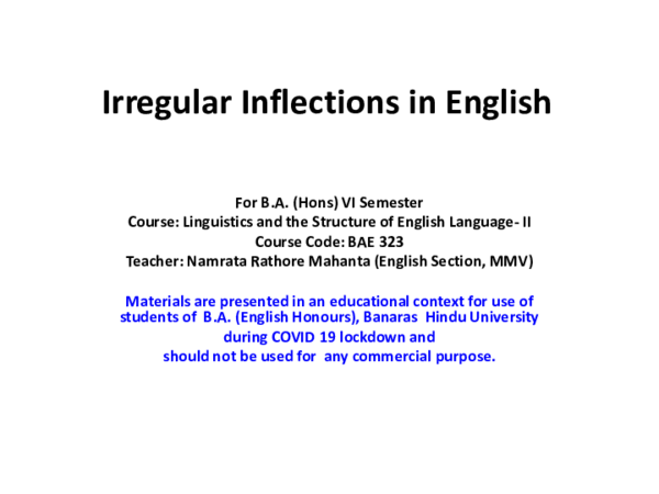 (PDF) Irregular Inflection in English
