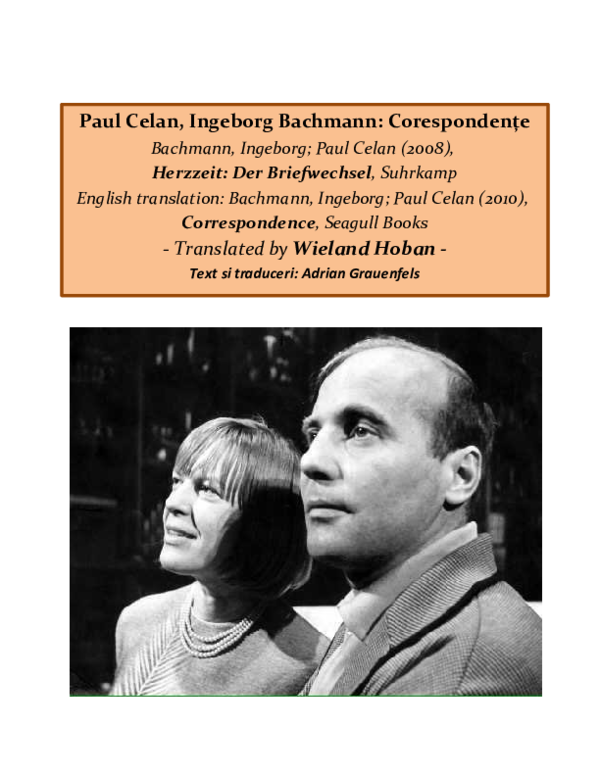(PDF) Corespondente Paul Celan - Ingeborg Bachmann
