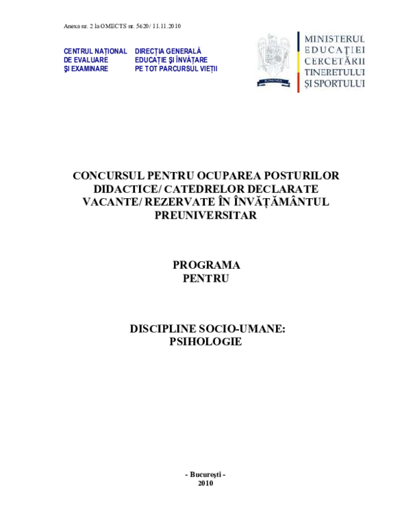(PDF) Psihologie programa titularizare P