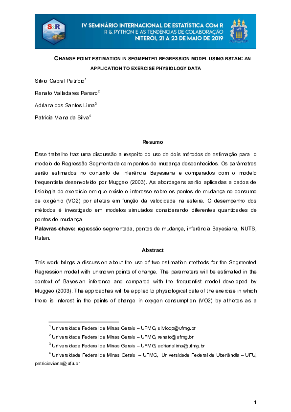 (PDF) CHANGE POINT ESTIMATION IN SEGMENTED REGRESSION MODEL USING RSTAN: AN APPLICATION TO ...