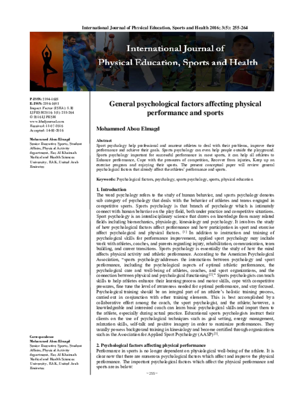 PDF General Psychological Factors Affecting Physical Performance And pdf-general-psychological-factors-affecting-physical-performance-and