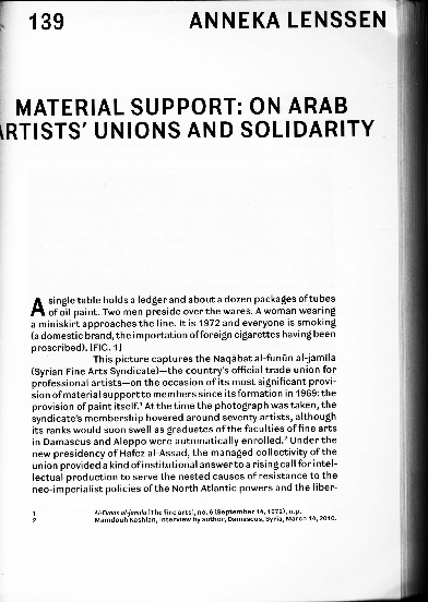 (PDF) “Material Support: On Arab Artist Unions and Solidarity,” for ...
