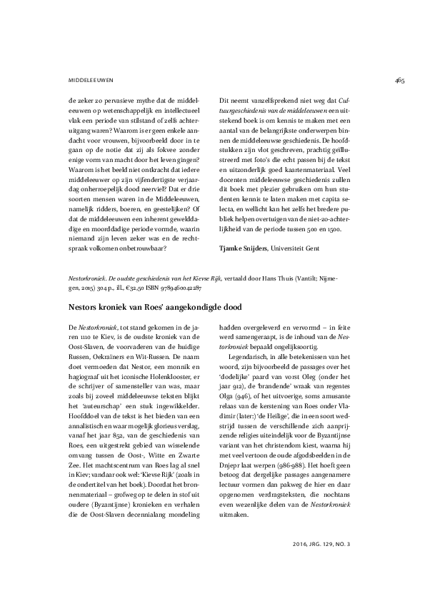 (PDF) 'Nestors kroniek van Roes’ aangekondigde dood' (recensie ...