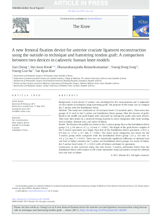 (PDF) A new femoral fixation device for anterior cruciate ligament ...