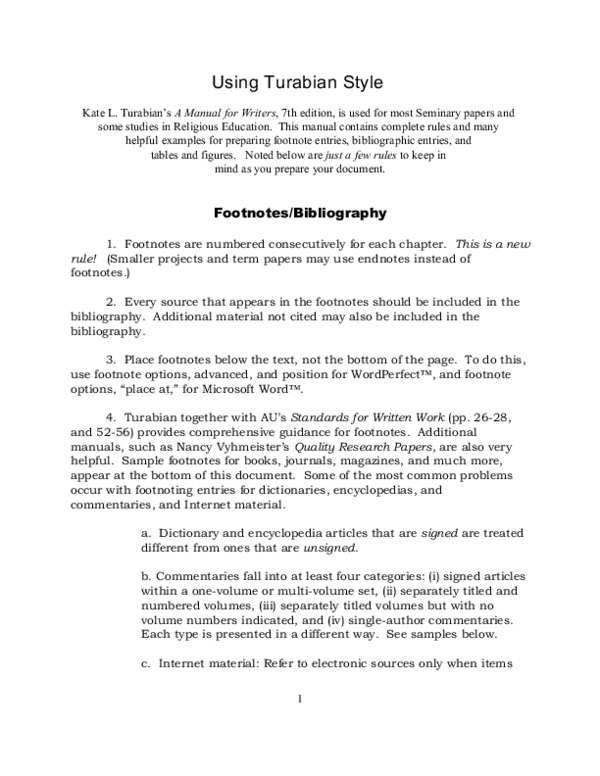(PDF) Using Turabian Style - Andrews University