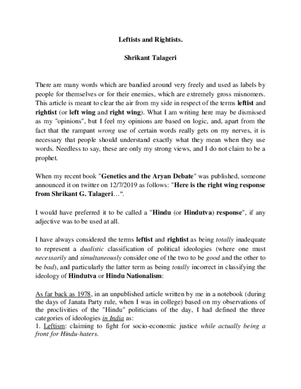 (PDF) Leftists and Rightists