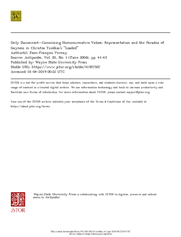 (PDF) Only Disconnect – Canonizing Homonormative Values: Representation ...