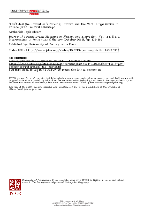 (PDF) Source: Can't Jail The Revolution: Policing, Protest & The MOVE ...