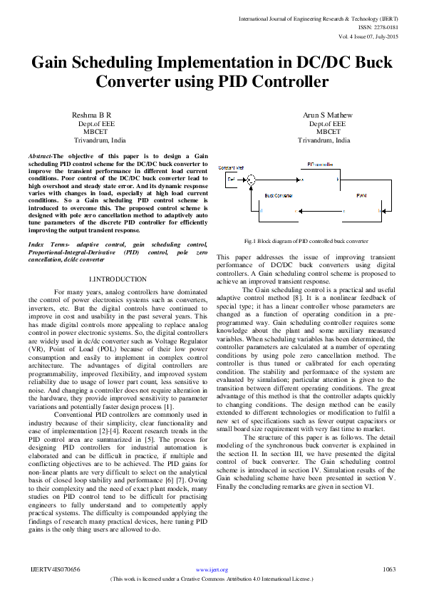 (PDF) Gain Scheduling PID Control for DC/DC Buck Converter
