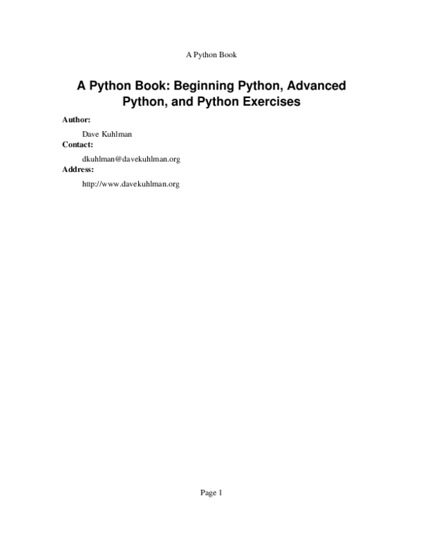 (PDF) A Python Book: Beginning Python, Advanced Python, and Python ...