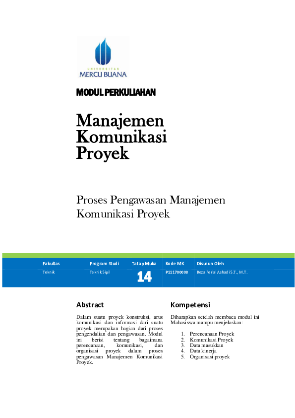 (PDF) Modul 14 Manajemen Komunikasi Proyek