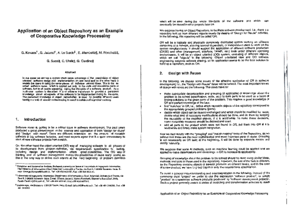 (PDF) Application of an object repository as an example of co-operative ...