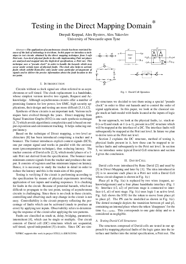 (PDF) Testing in the Direct Mapping Domain