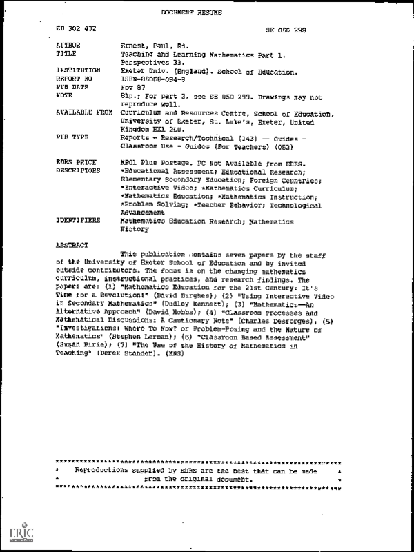 (PDF) Teaching and Learning Mathematics Part 1. Perspectives 33