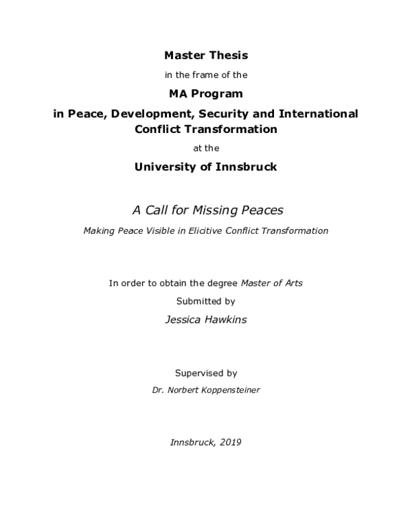 (PDF) A Call for Missing Peaces: Making Peace Visible in Elicitive ...