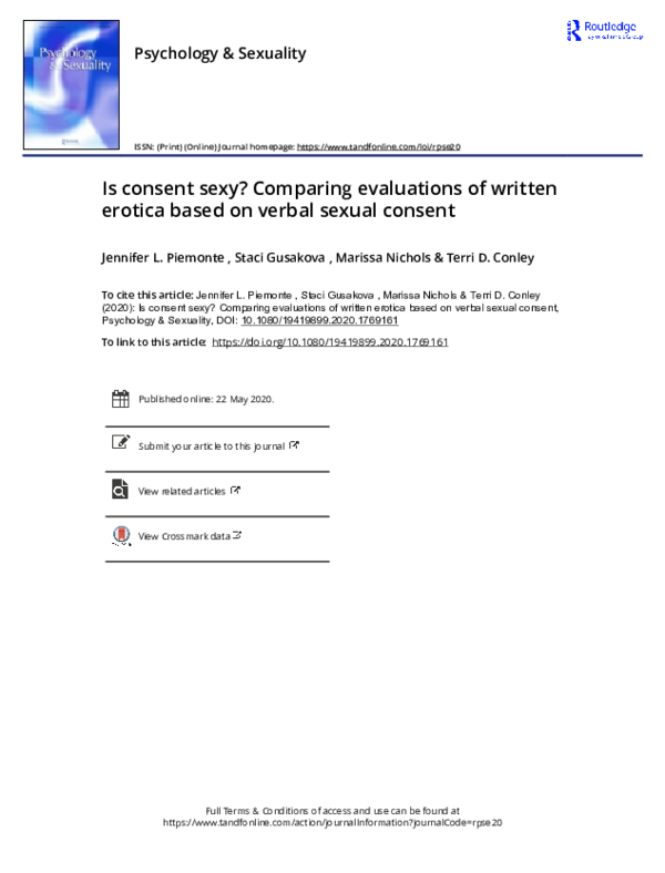 Pdf Is Consent Sexy Comparing Evaluations Of Written Erotica Based