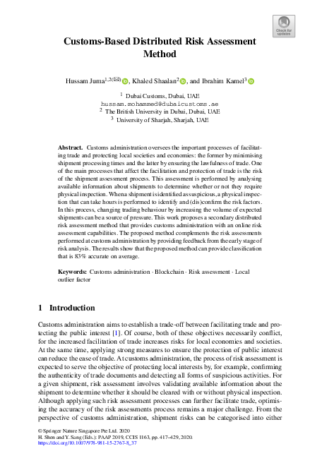 (PDF) Customs-Based Distributed Risk Assessment Method